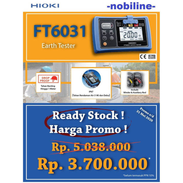 READY STOCK!! FT6031-50 EARTH TESTER HIOKI | GROUNDING | GROUND TESTER ...