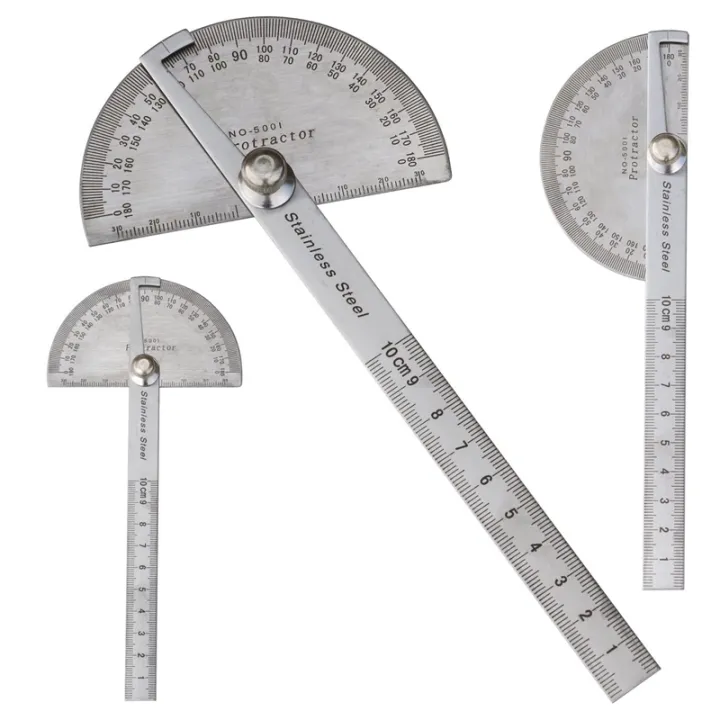 3 PCS 180 Degree Stainless Steel Protractor Angle Finder with 10cm ...