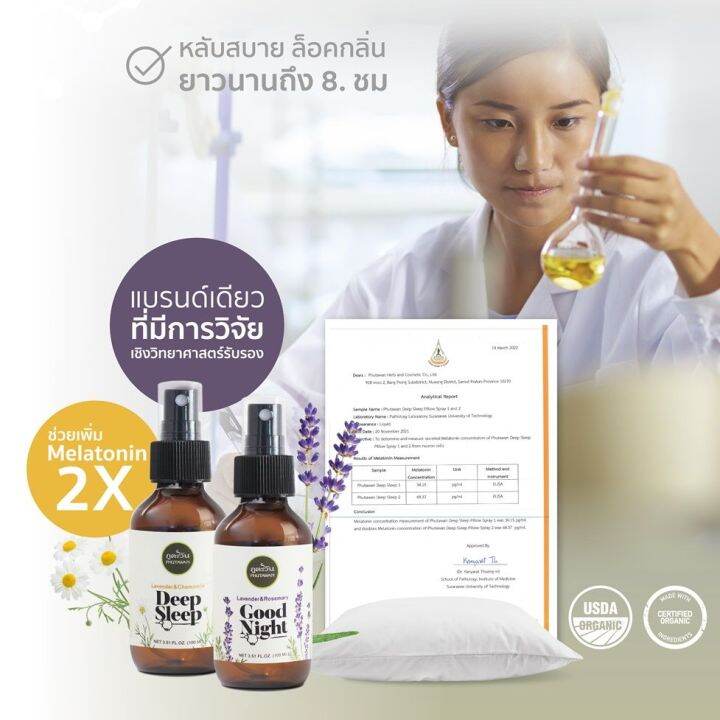 Phutawan Pillow Spray สเปร์ยฉีดหมอนออแกนิค สเปรย์หลับง่าย ช่วยให้นอน ...