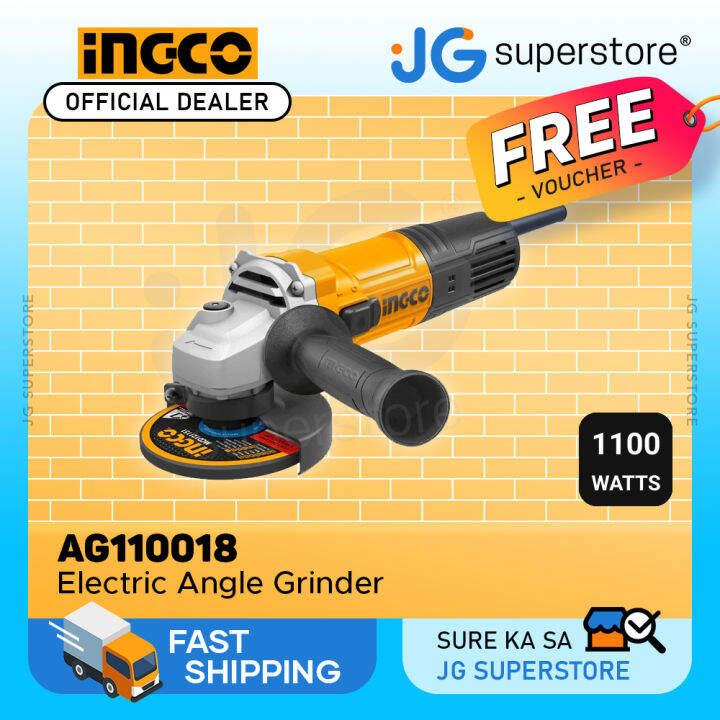 INGCO 1100W Electric Angle Grinder with 240V, 11000rpm, 125mm Disc ...