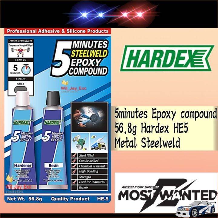 HARDEX HE5 5 MINUTES STEELWELD EPOXY COMPOUND 56.8G (2TON GUM) HE5 ...