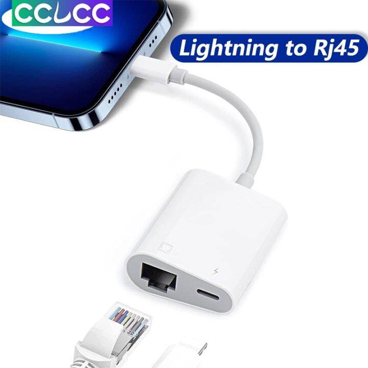 CCLCC Lightning to Ethernet Adapter with Charging for iPhone 14 Pro 13 12 11 XS MAX /iPad, 2 in ...