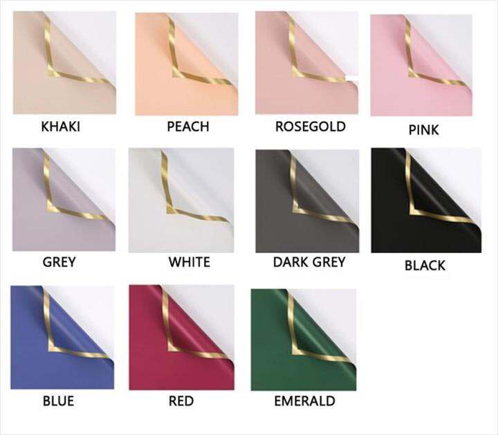 [1 LEMBAR] GOLD LINE SOLID (NON TRANSPARENT) CELLOPHANE Flower Wrapping ...