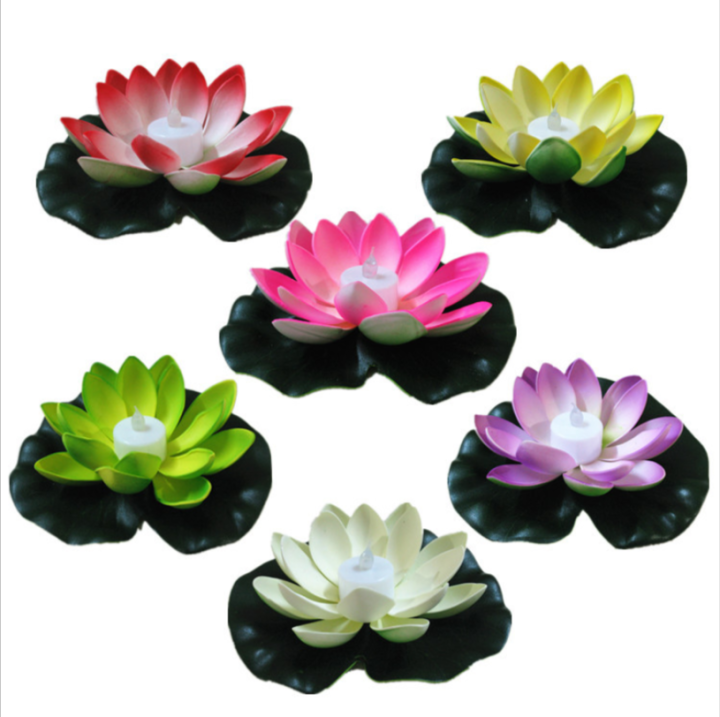 Solar Power LED Color Changing Lotus Flower Floating Lamp Garden Pool ...