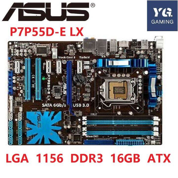 Asus P7P55D-E LX Desktop Motherboard P55 Socket LGA 1156 i3 i5 i7 DDR3 16G ATX UEFI BIOS Used ...