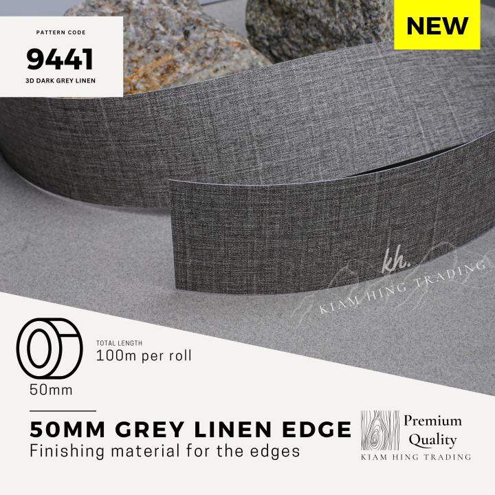 50mm Dark Grey linen 3D PVC Edging roll (100 meter) | Edge for Colour ...