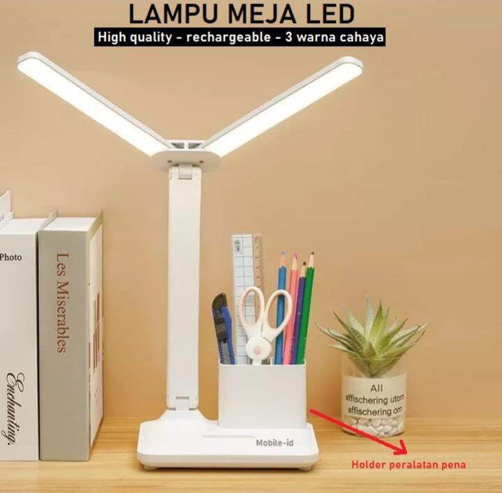 Lampu Meja Belajar LED Portable Rechargeable Dua Arah Multifungsi 3 ...