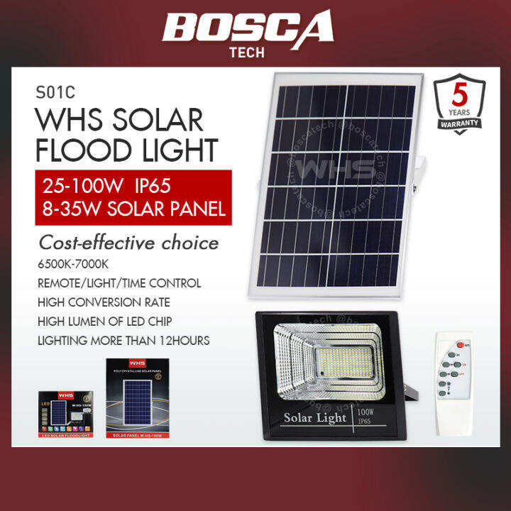 WHS Solar Flood Light LED IP65 S01C 25W 40W 60W 100W 200W 300W W-HS ...