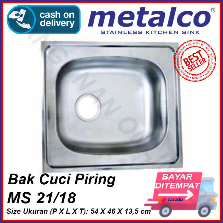 Bak Cuci Piring Stainless Kitchen Sink 1 Lubang Metalco MS 21/18 Wastafel | Lazada Indonesia