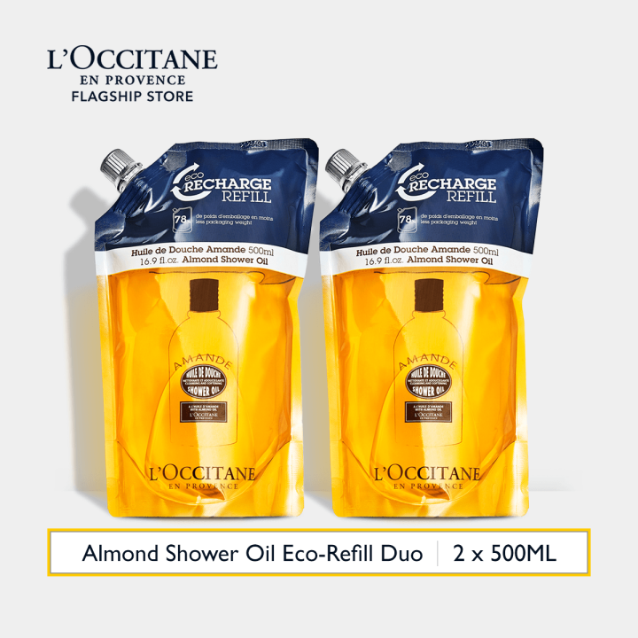 [JULY EXCLUSIVE BUNDLE] L'Occitane Almond Shower Oil Eco Refill Duo [Moisturizing][Nourishing ...