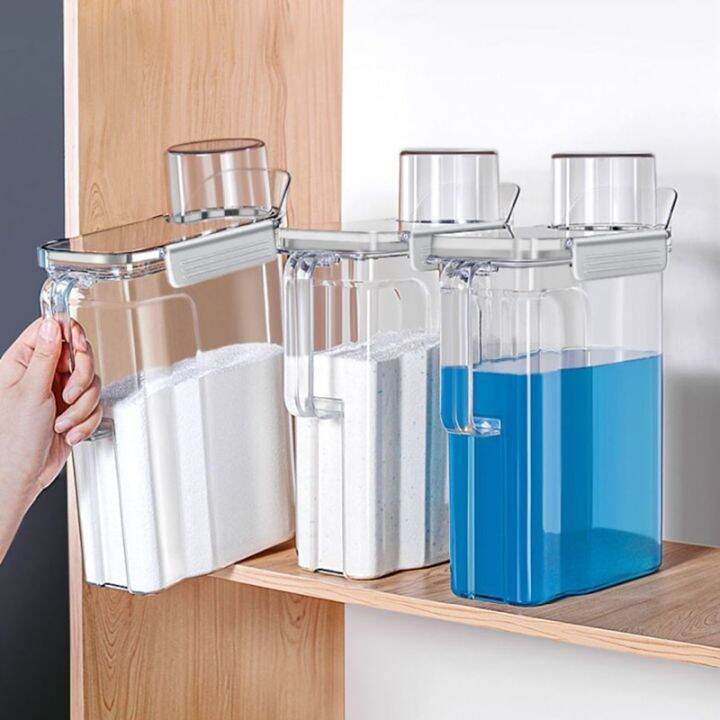 Airtight Laundry Detergent Powder Storage Box Clear Washing Powder ...