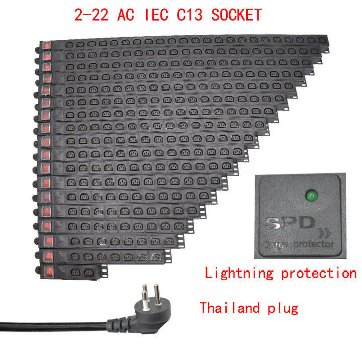 PDU POWER STRIP Surge Protector IEC C13 output Socket Thailand plug 2M ...