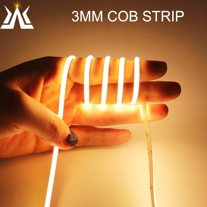 ☃ 3mm FOB COB LED Strip Light 12V Super Fine Thin Linear Flexible LED ...