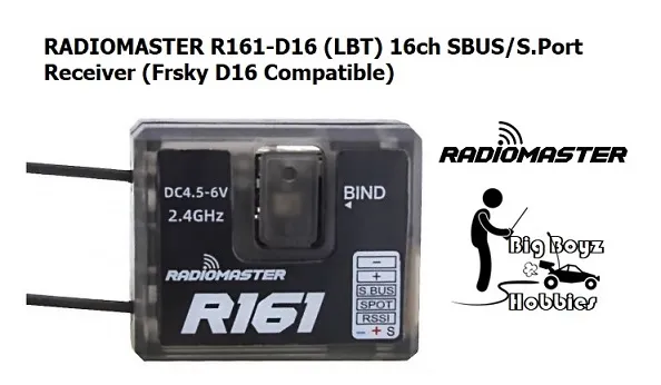 RADIOMASTER R161-D16 (LBT) 16ch SBUS/S.Port Receiver (Frsky D16 ...