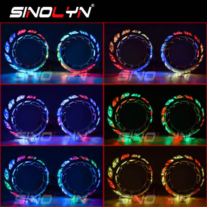 Sinolyn Angel Eyes RGB LED Revolving Dynamic Shrouds APP Control For ...