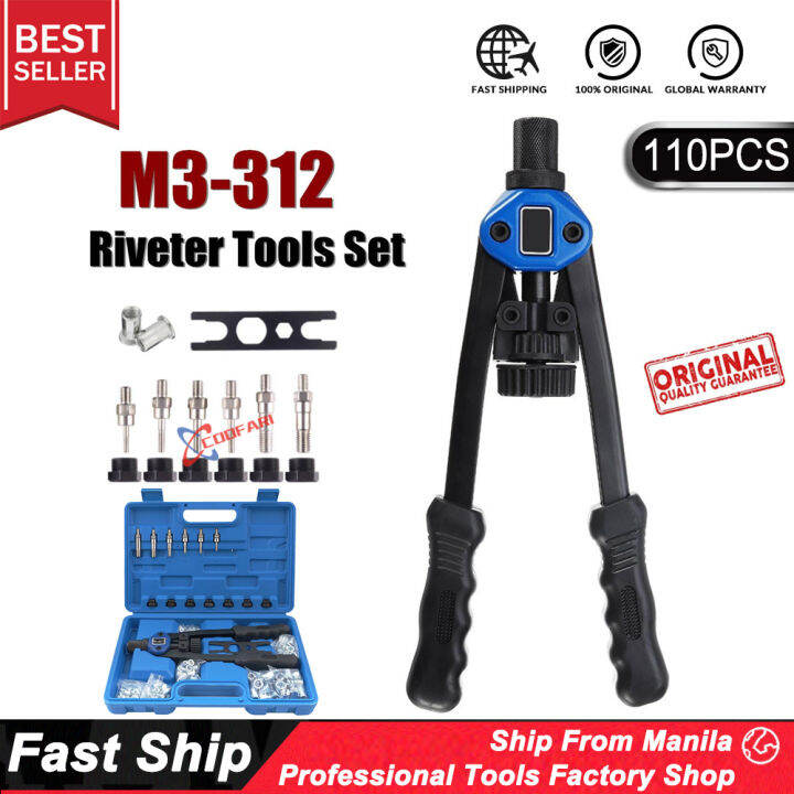 Heavy Duty Nut Rivet Riveter Rivnut Nutsert Riveting Kit Thread M3-12 ...