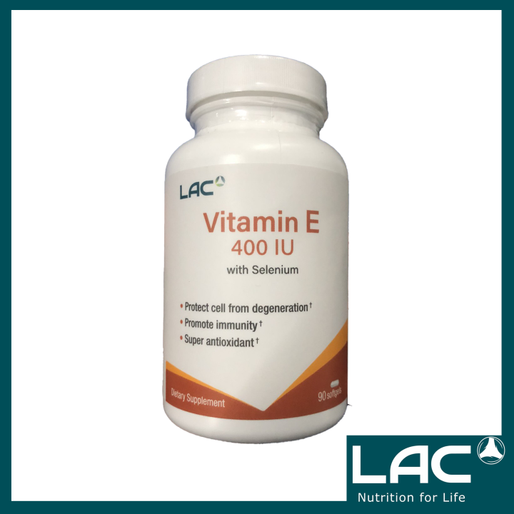 LAC Vitamin E 400IU With Selenium 100mcg 90 SG (best by: February 2025 ...