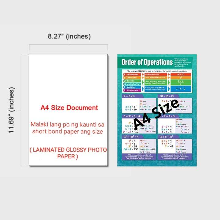 【COD】 ADDITION AND SUBTRACTION POSTERS CHARTS, BASIC MATH, A4 SIZE ...