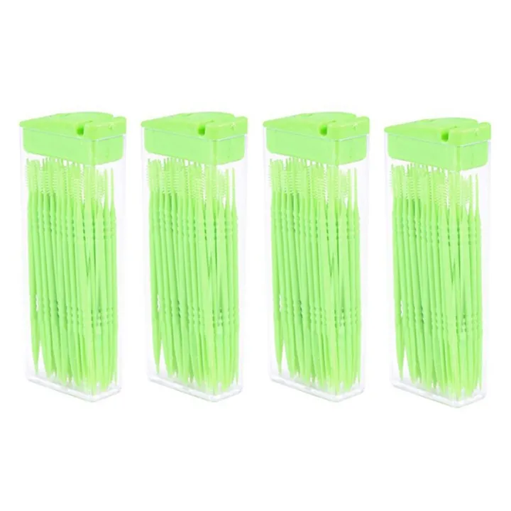 200 Pcs Plastic Toothpicks 2 Way Tooth Picks Interdental Brush Cleaners ...