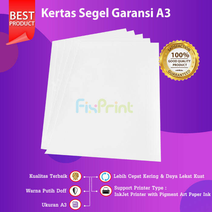 Kertas Segel A3 Premium Sticker Garansi Stiker Pecah Telur Putih Polos ...