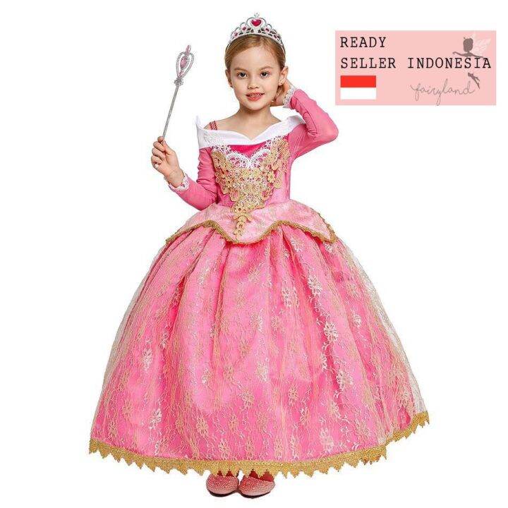 Kostum Gaun Ultah Princess Putri AURORA Rok Dress Ulang Tahun Princess ...