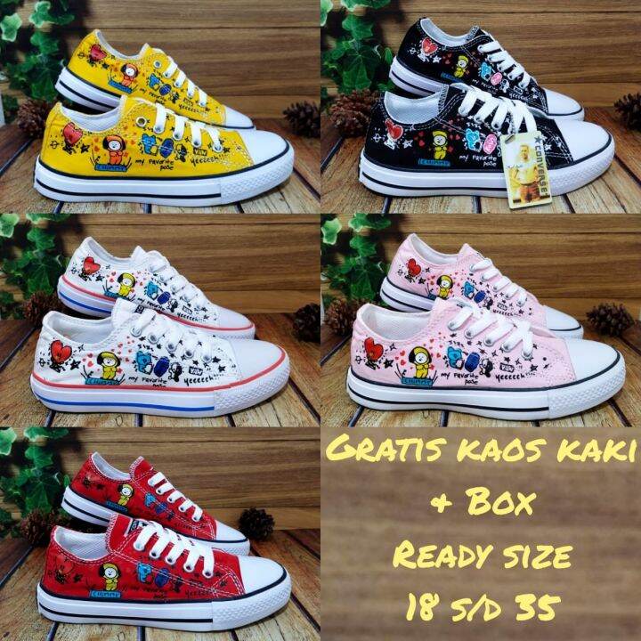 ready 5 warna sepatu conversee bt21 bts anak perempuan usia 1 sampai 10 ...