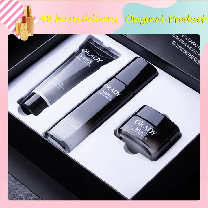 OKADY Men’s Skin Care Products Set Facial Cleanser Water Milk Oil ...