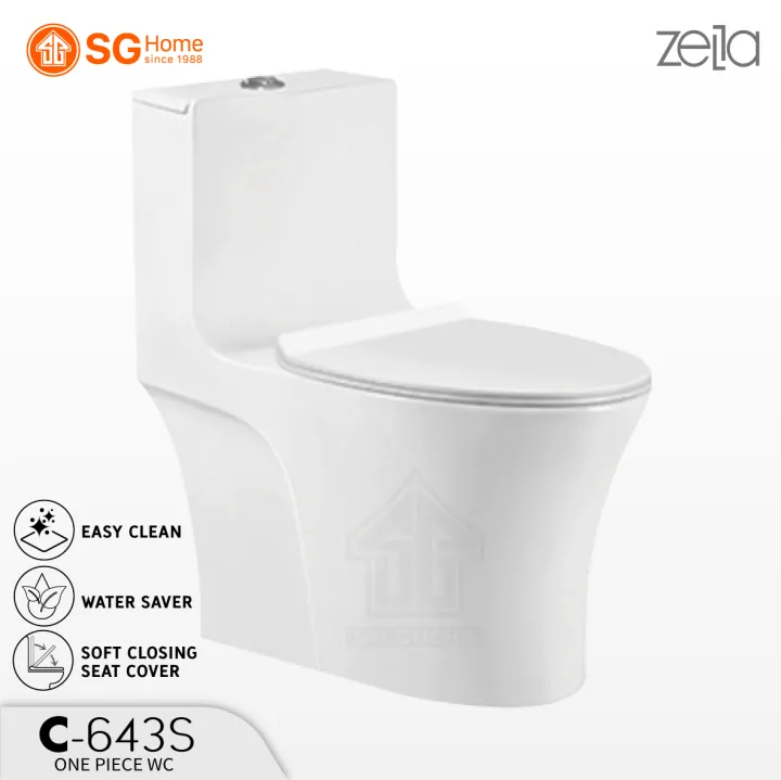 [ZELLA] C643S One Piece Toilet Washdown Water Closet (S-TRAP) | Lazada