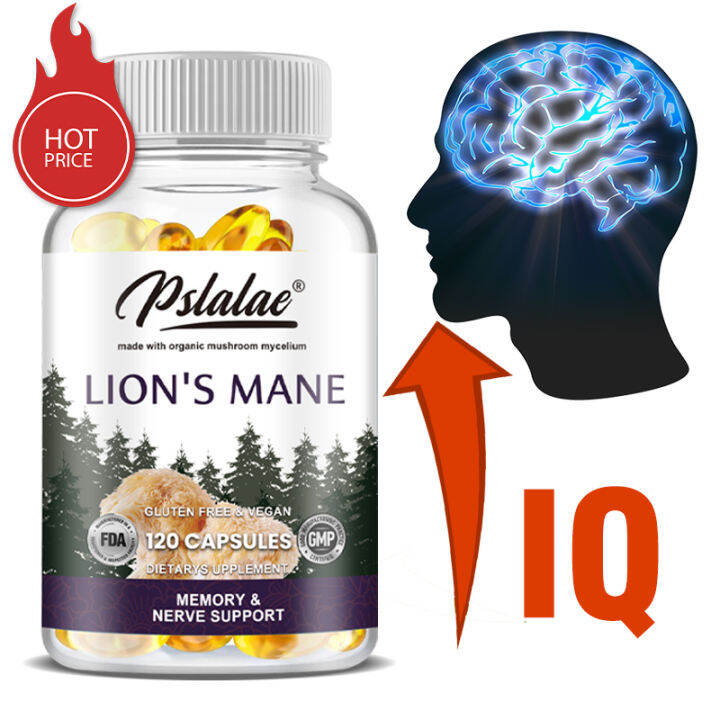 Lion's Mane Capsules na Gawa mula sa Organic Mushroom Mycelium Memory ...