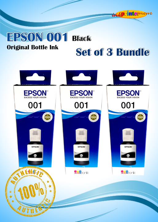 Epson 001 Black Original Bottle Ink Set of 3 Bundle | Lazada PH