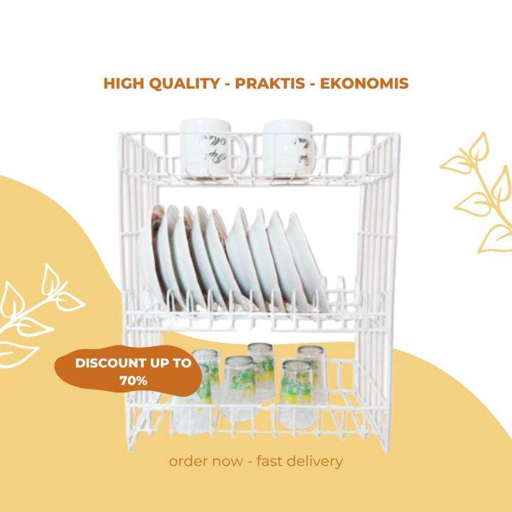 Rak Piring dan Gelas Susun 3 | Lazada Indonesia