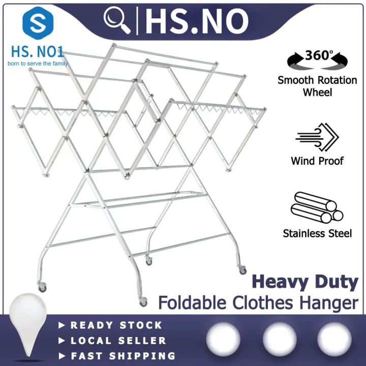 Stainless Steel Laundry Drying Rack Heavy Duty Outdoor Foldable Clothes ...