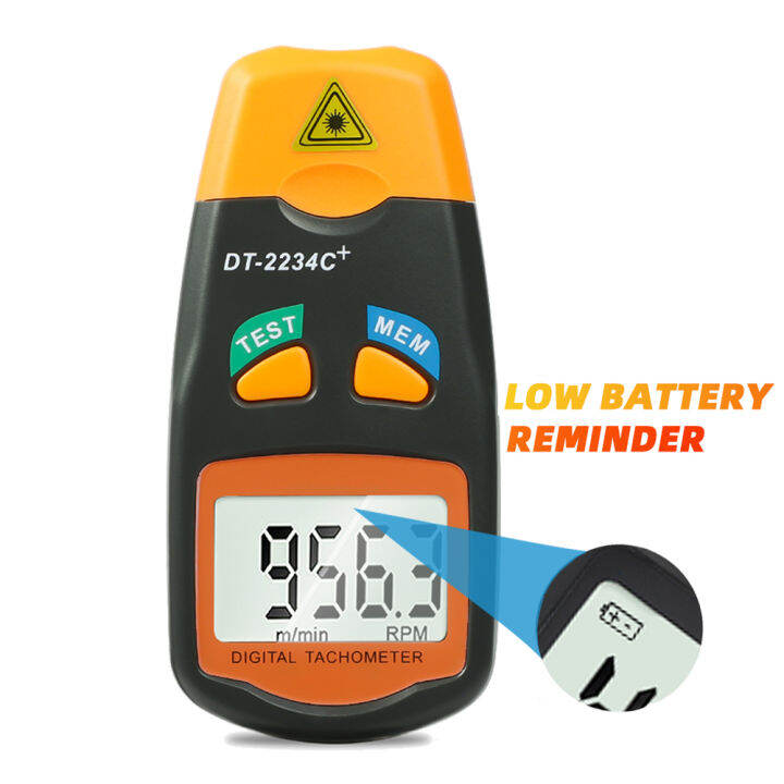 DT2234C Digital Tachometer RPM Meter Non-Contact Up to 99999 RPM LCD ...