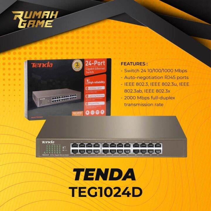 TENDA TEG1024D 24 Port Gigabit Switch Hub Metal Case | Lazada Indonesia