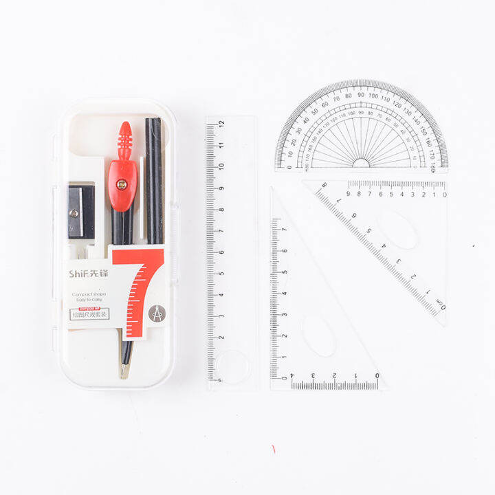 7-piece compass ruler test ruler triangle ruler set student drawing ...