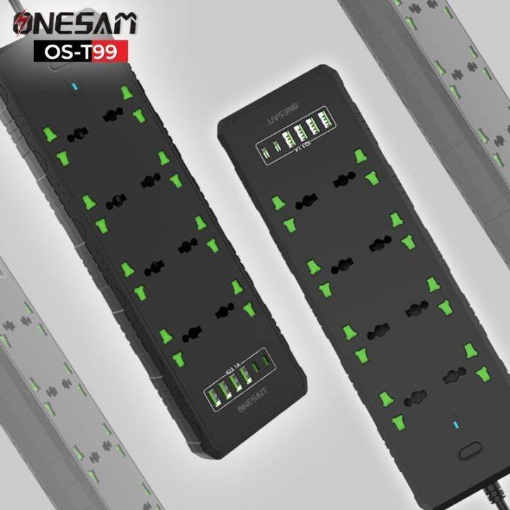 ONESAM OS-T99, 8 sockets, 3000W, PD, 2 ports, 4 USB ports, fast charging 3.1A 3M | Lazada