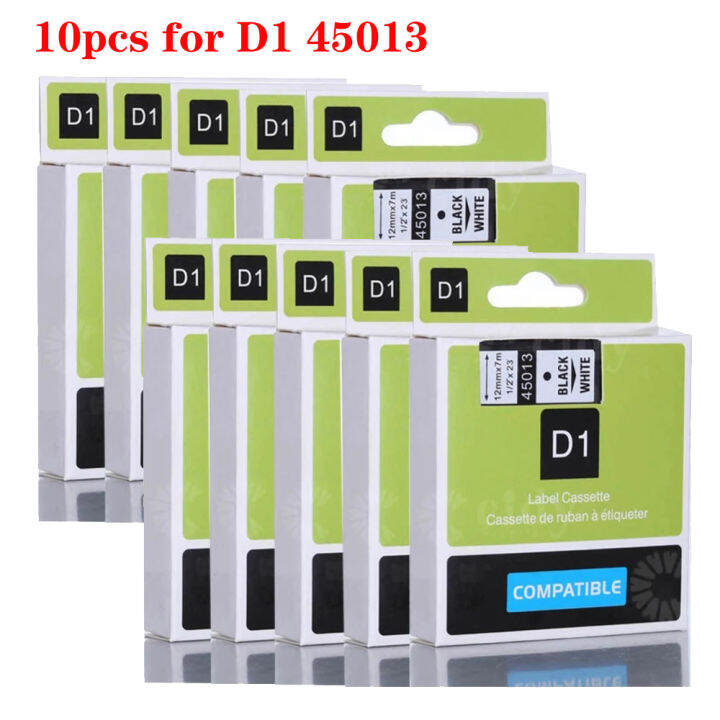 10pcs Compatible Multicolor D1 Label Cassette Black On White 12mm x 7M ...