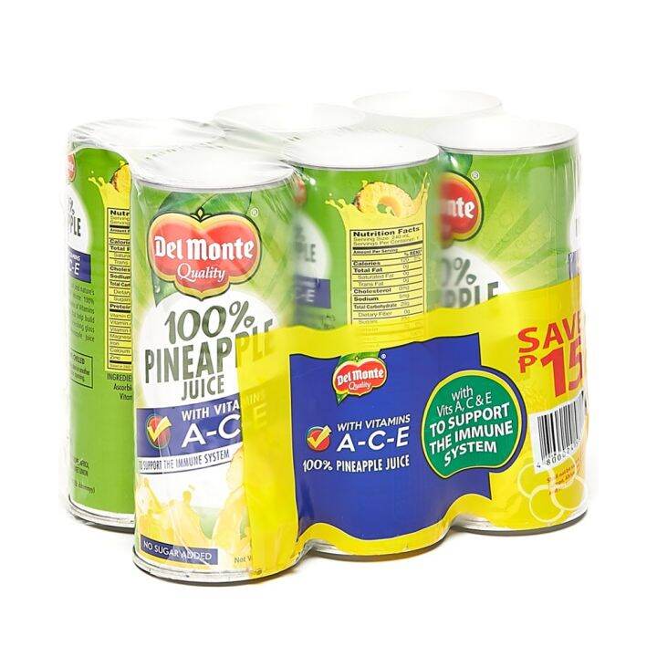 Del Monte 100% Pineapple Juice with ACE 6 x 240mL | Lazada PH