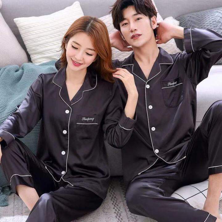 tichada 2222-3 แขนยาวขายาว คอปก ชุดนอนน่ารักๆผ้าซาตินนิ่มๆสีสดสวยงาม ไม่เครืองผิดใส่สบาย สไตล์ ...