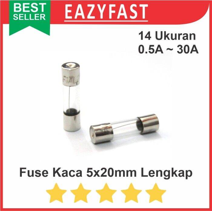 Fuse Kaca Sedang 5x20 Set Ukuran Lengkap Komplit Tabung Sekring Skring ...