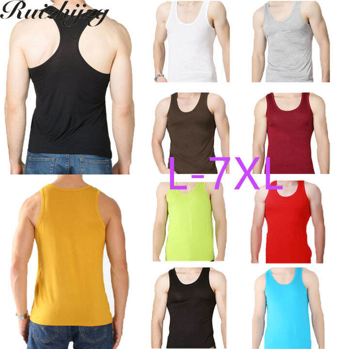 Ruizhijzg L-7XL Ready Stock Baju Singlet Lelaki Cotton Men Slim Fit ...