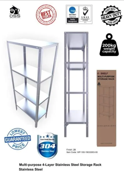 Heavy Duty 4-Layer Multi-Purpose Stainless Steel Rack | Lazada PH