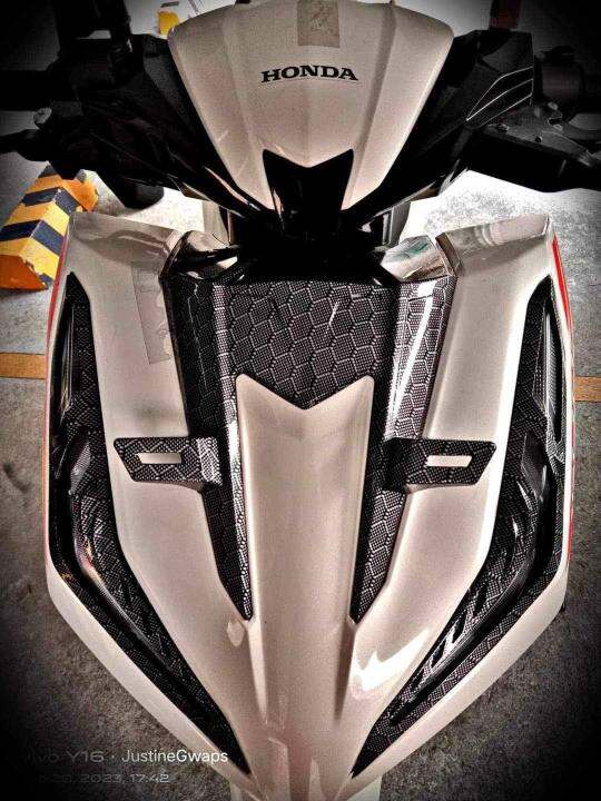 FRONT COVER WITH PLATE HOLDER HONEYCOMB CARBON DESIGN FOR HONDA CLICK ...