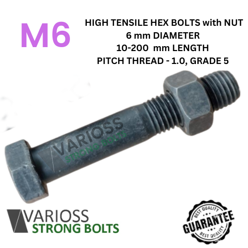 High Tensile HT Hex Bolts, Hex Bolt M6 or 6 mm diameter, Hex Bolt ...