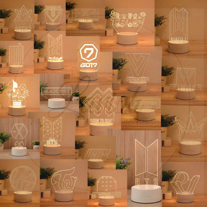 Kpop 3D Night Lamp Acrylic Led Table Night Desk Lamp USB Home Decor ...