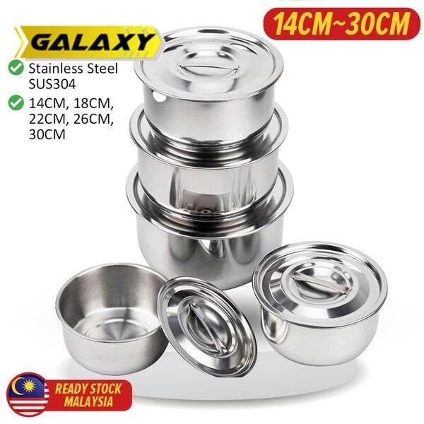 [Galaxy] Stainless Steel Pots Food Curry Eating Pot 14~30CM / Bekas ...