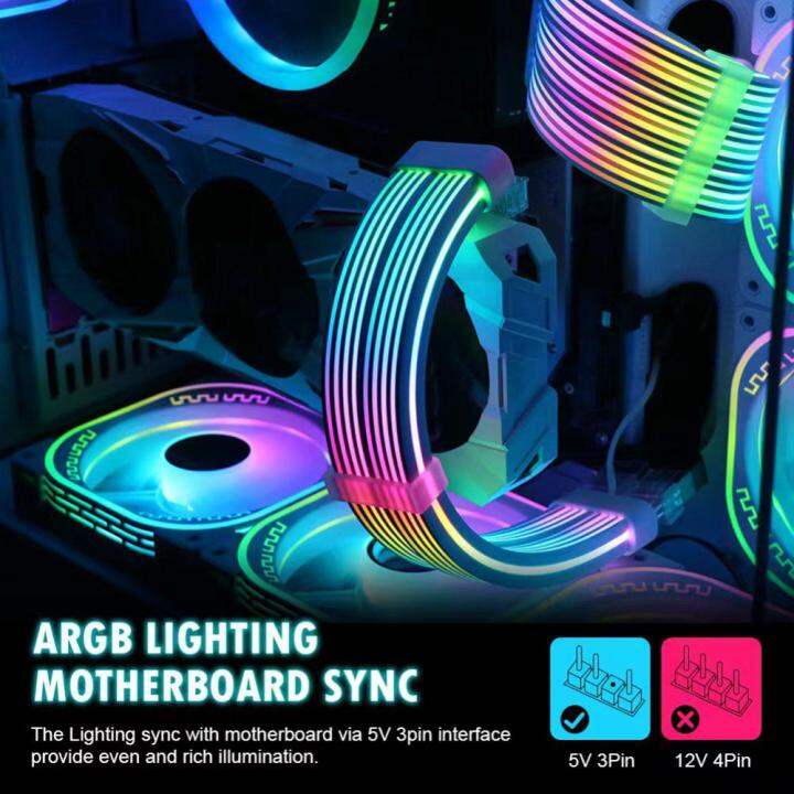 ARGB PSU Extension Cable 12+4Pin Dual Rainbow Cord ATX 24Pin GPU ...