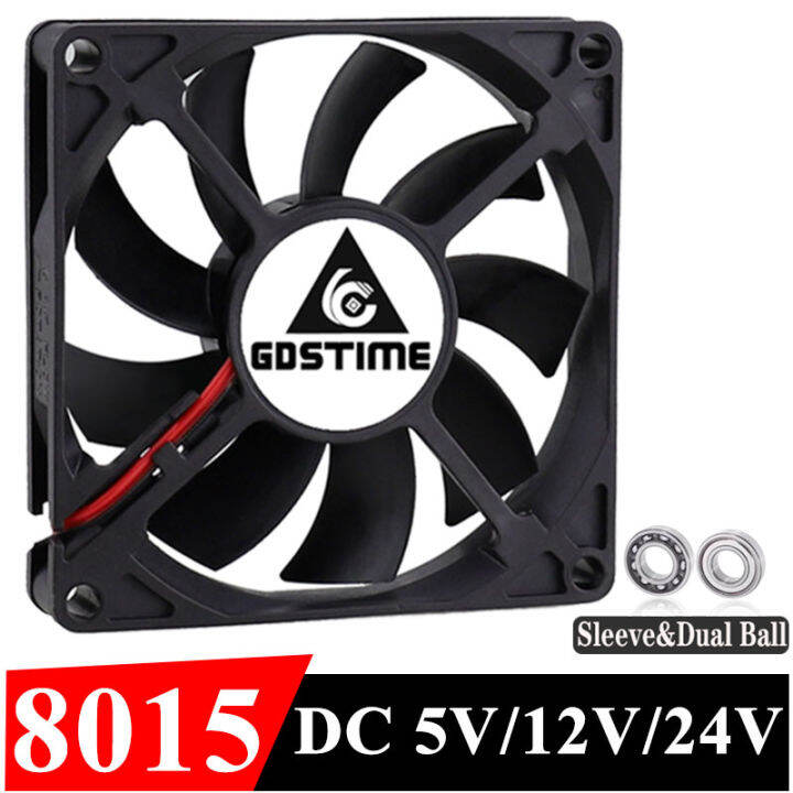 Gdstime 1 Piece DC 12V 24V 80mm x 15mm Dual Ball Bearing PC Case DC ...