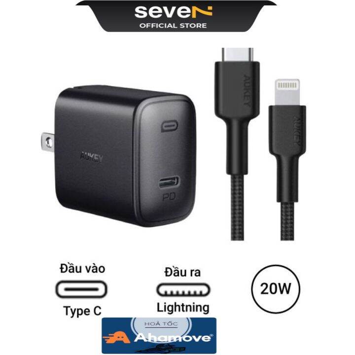 Bộ Sạc Nhanh AUKEY 20W PA-F1S Kèm Cáp TYPE C TO LIGHTNING PD 3.0 ...