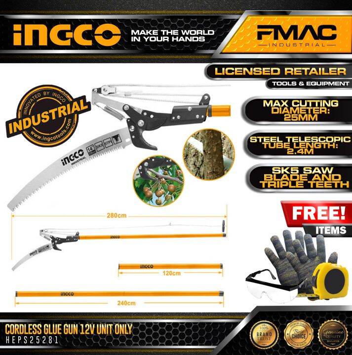 INGCO Extendable Tree Pole Saw Branch Cutter Trimmer Pruner Garden ...